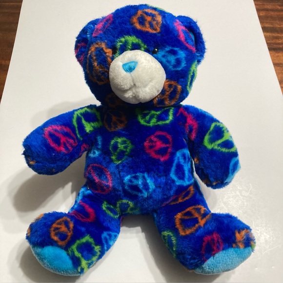 Toys | Buildabear Workshop Plush Dark Blue Peace Sign Teddy Bear 14 ...